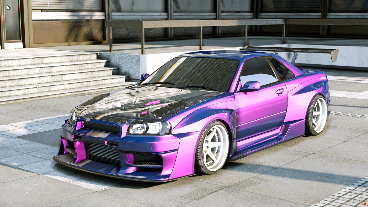 (Debadged) Nissan Skyline R34 Widebody With Glass Hood + Props – AIO ...